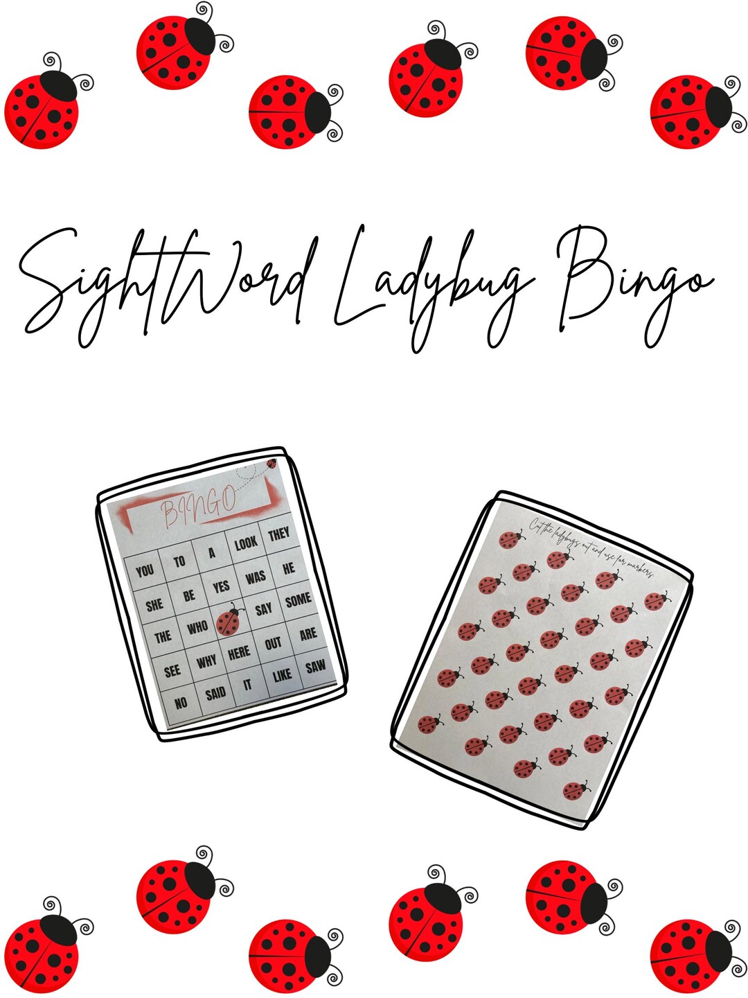 Sight Word Ladybug Bingo - Etsy