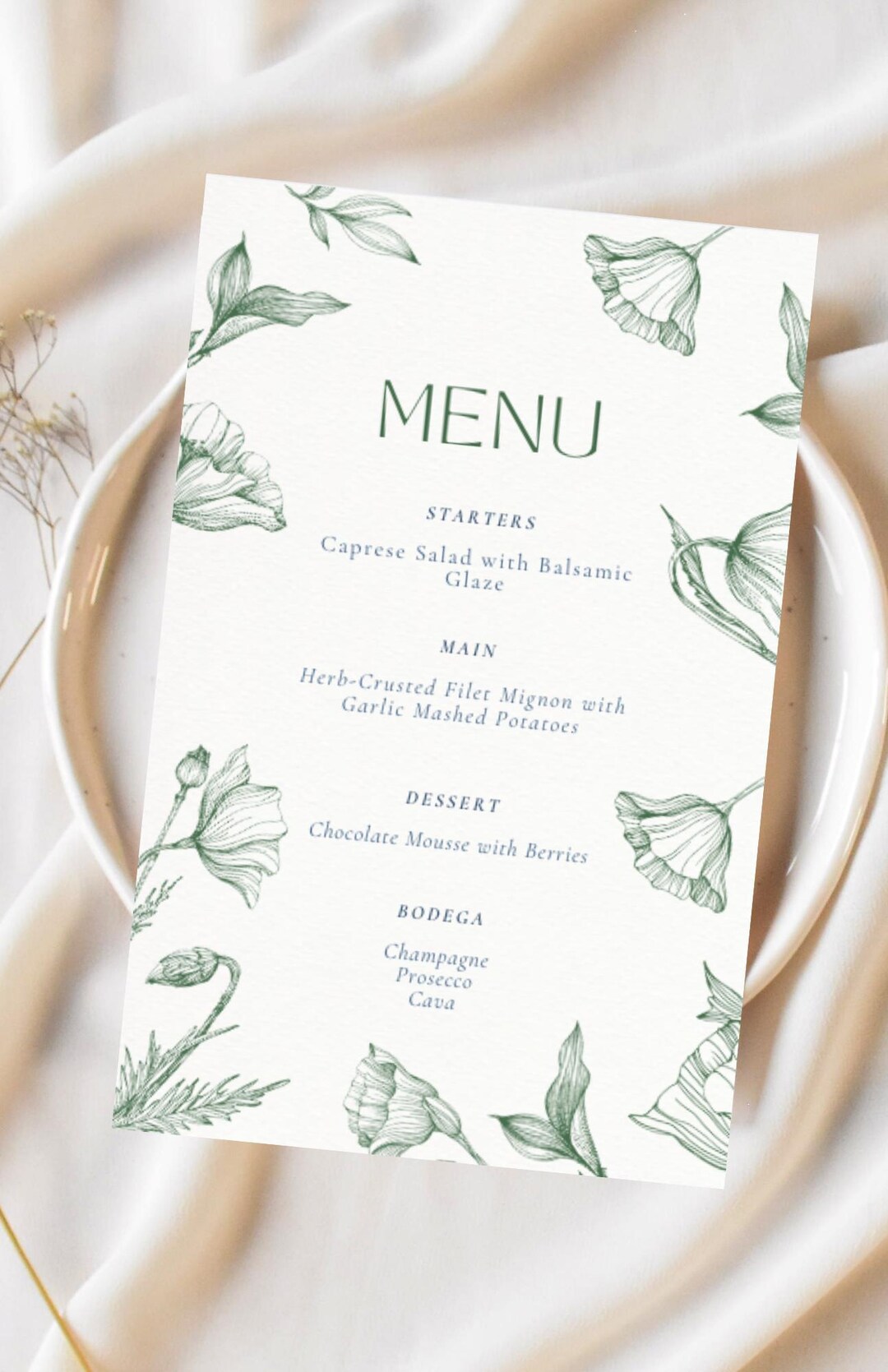 Floral Vintage Wedding Menu Template - Etsy
