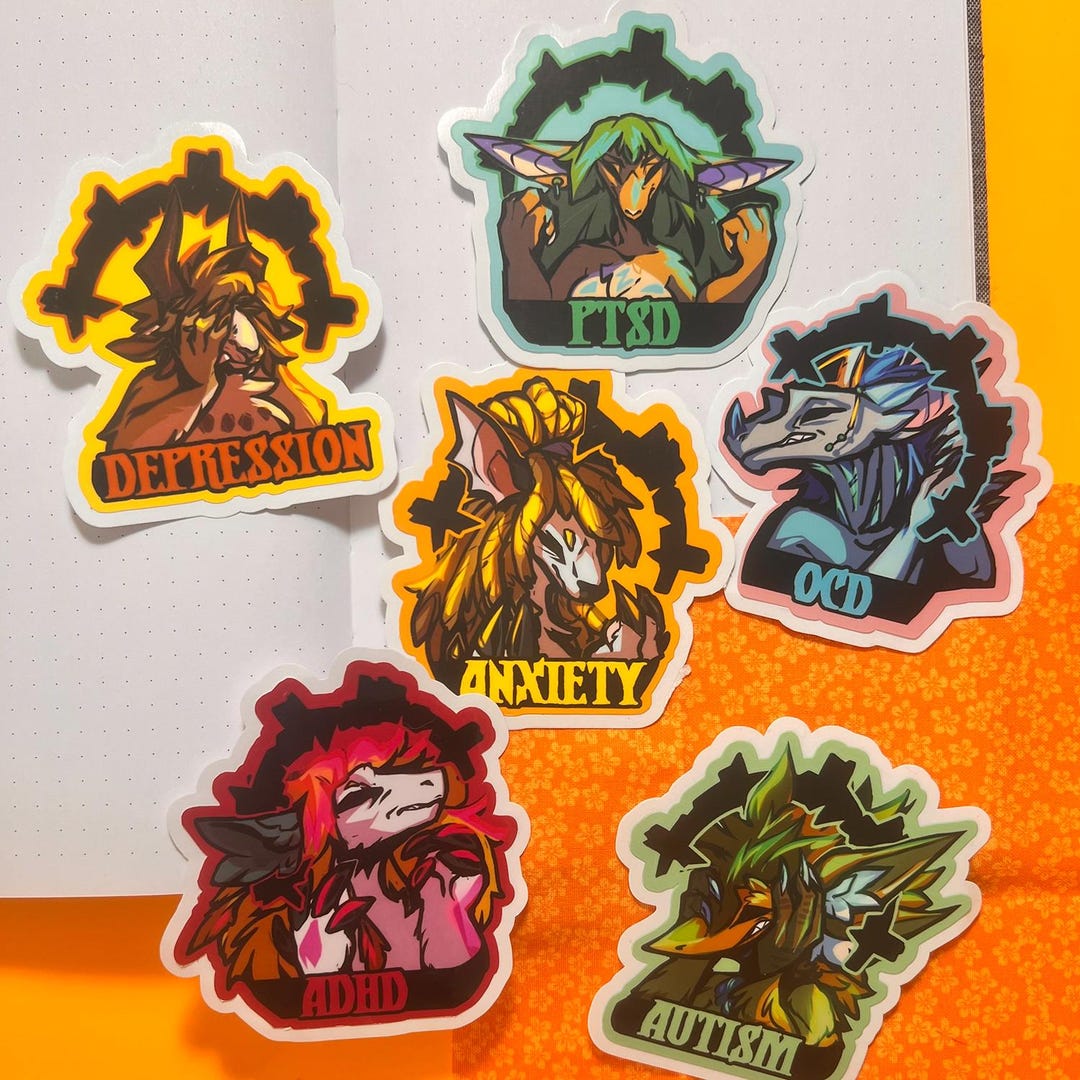 Furry Neurospicy Sticker: Cute Anthro Character Decal - Water Resistant ...