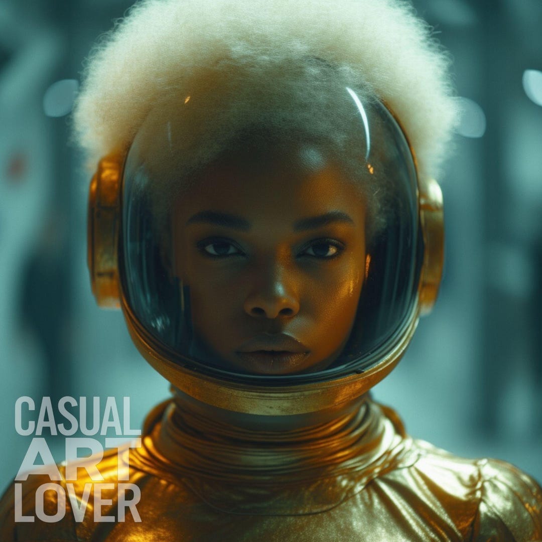 Retro-futuristic Afro Woman in Space Helmet Sci-fi Digital Art Print - Etsy