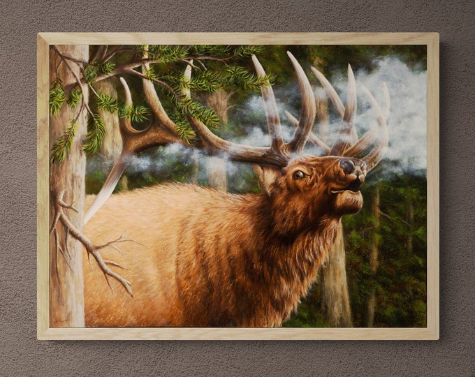 Bull Elk Majesty Elk Poster Elk Art Print Wildlife Art Bull Elk Wall ...