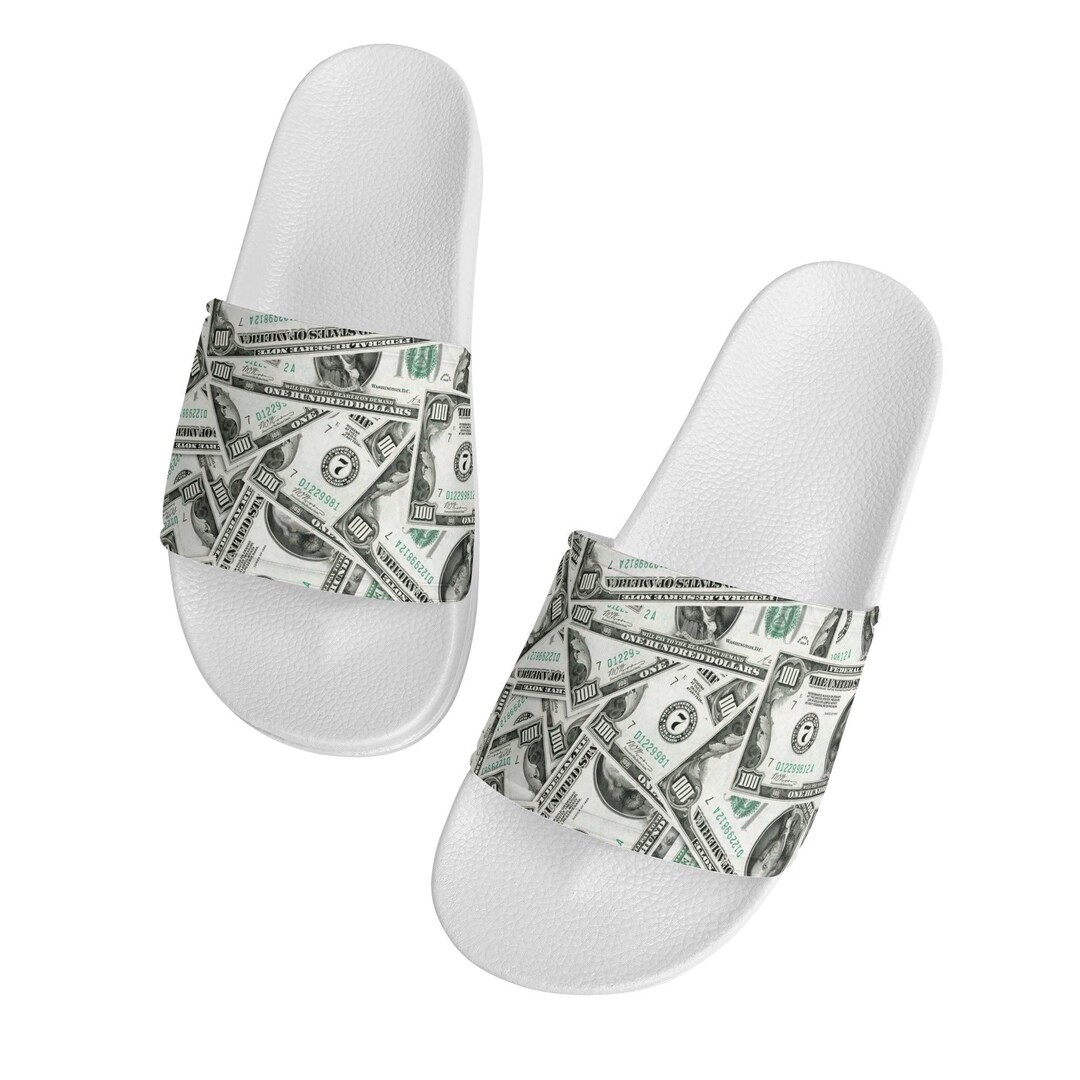 100 Dollar Bills Design Mens PVC House Slides Sandals Bathroom Slippers ...