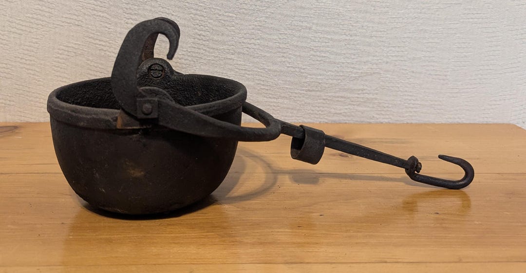Vintage Cast Iron Pot With Hook - Etsy