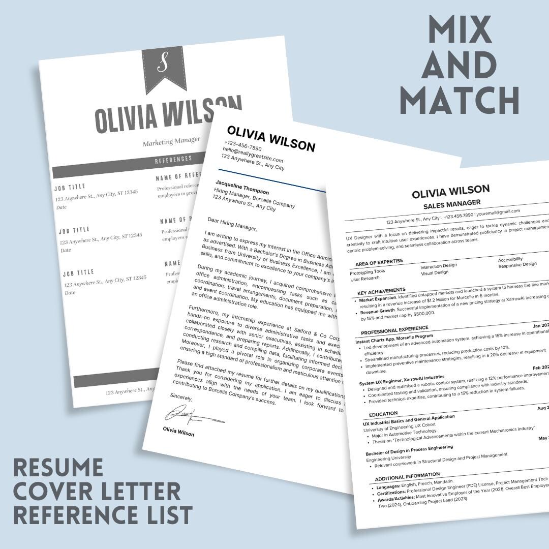 Modern Resume Template Bundle | 4 Resumes + 4 Cover Letters ...