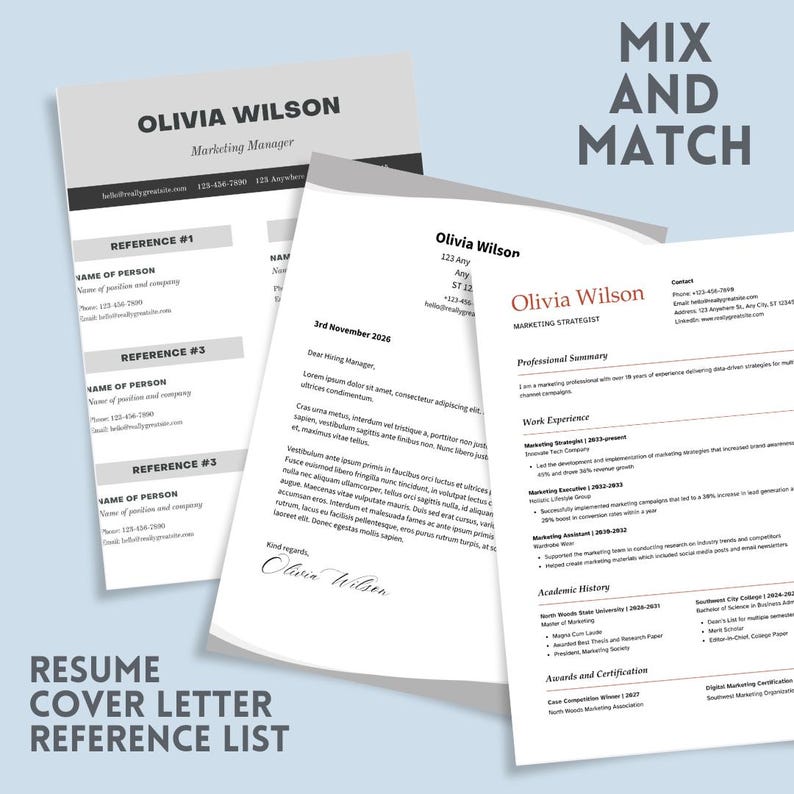 Modern Resume Template Bundle | 4 Resumes + 4 Cover Letters ...