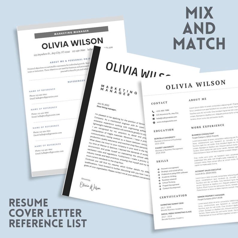 Modern Resume Template Bundle | 4 Resumes + 4 Cover Letters ...