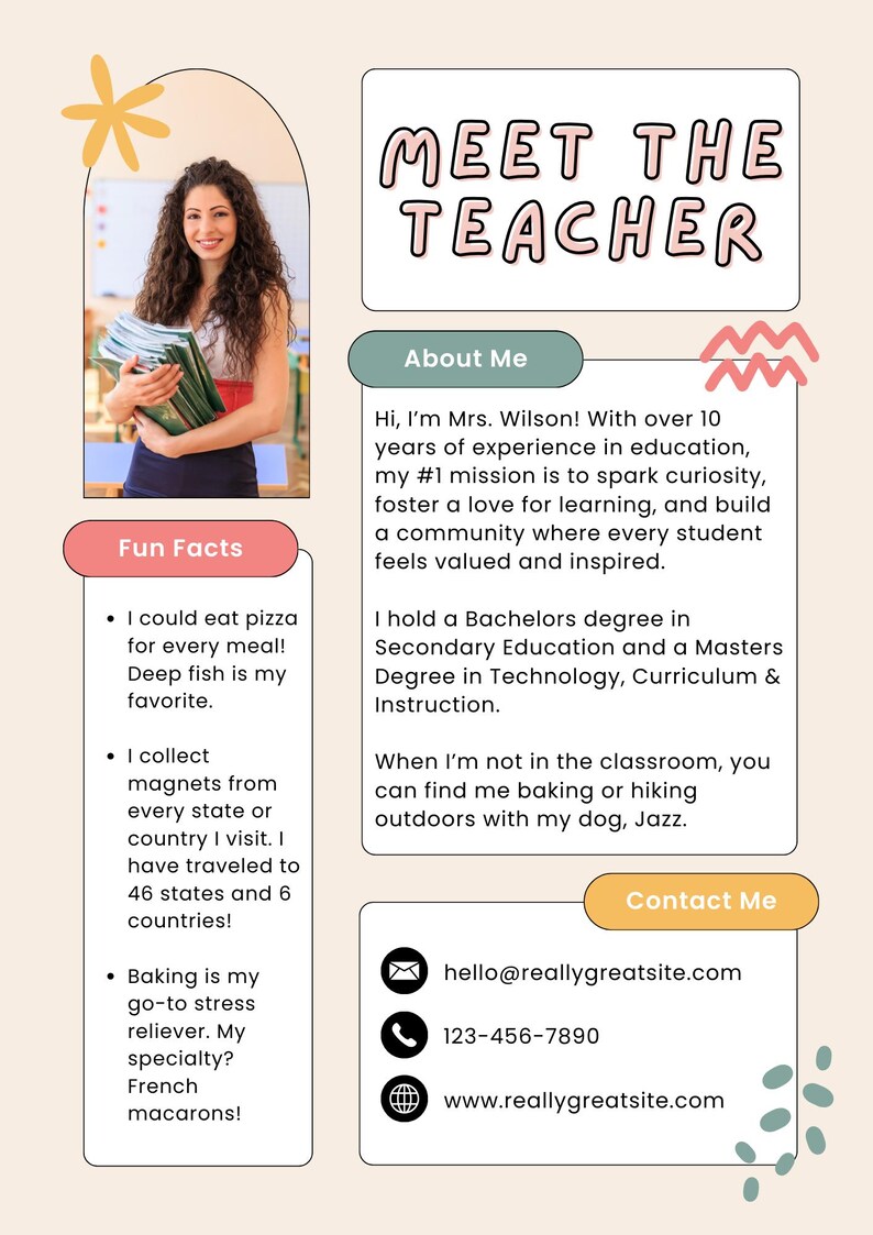 Meet the Teacher Template - Etsy