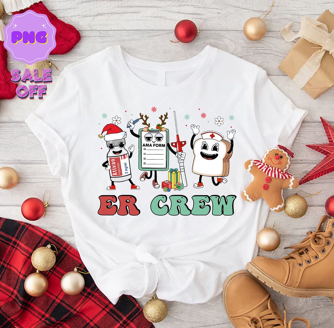 Funny Christmas ER Crew Png, Funny Santa Hat Nurse Png, Er Nurse Png ...