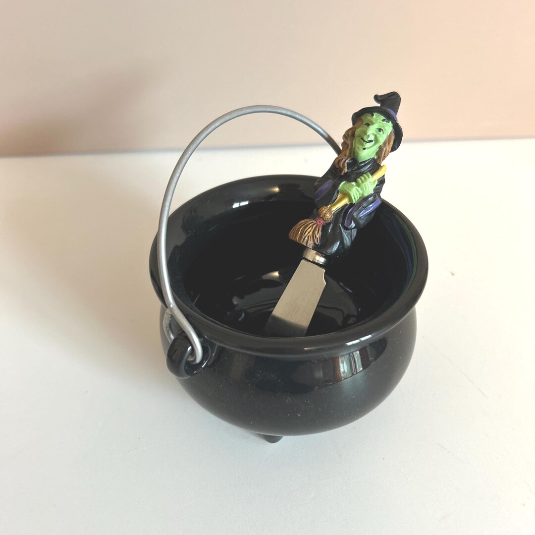 Halloween Cauldron Dip Bowl Set: Witch Spreader, Spooky Kitchen Decor ...