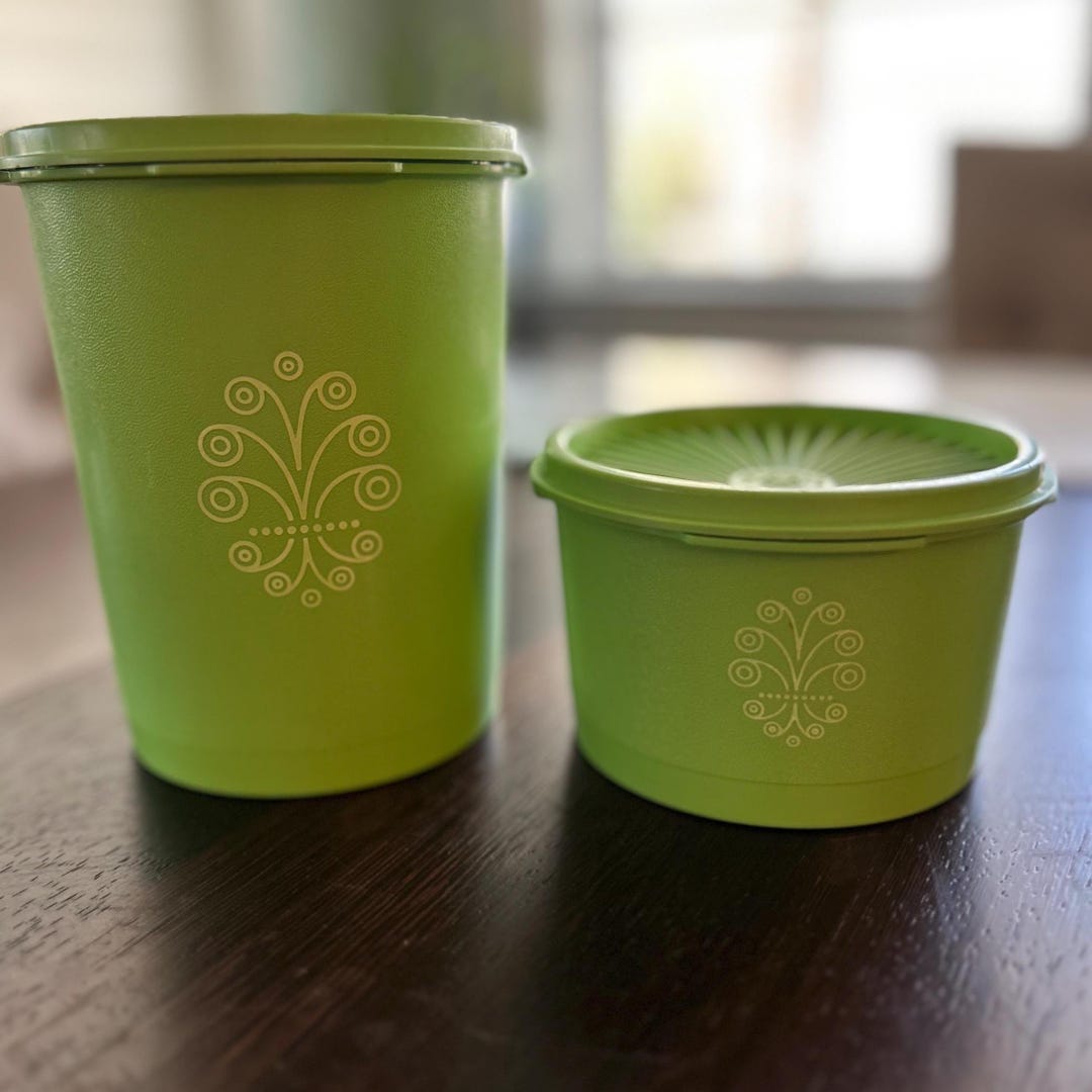 Vintage Avocado Green Tupperware Canister Set – Mid Century Mod Design ...