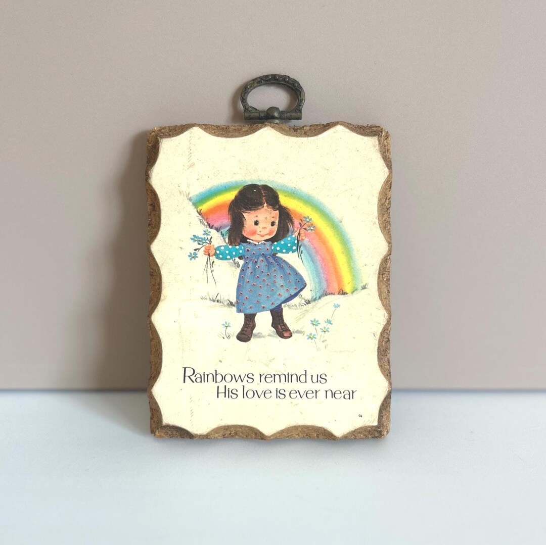 Vintage 1983 Paula-cutes Rainbow Girl Plaque – Inspirational Christian ...