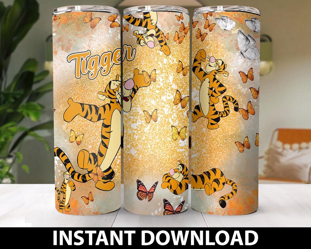 Tigger Butterfly Tumbler PNG: Cartoon Sublimation Design (digital ...