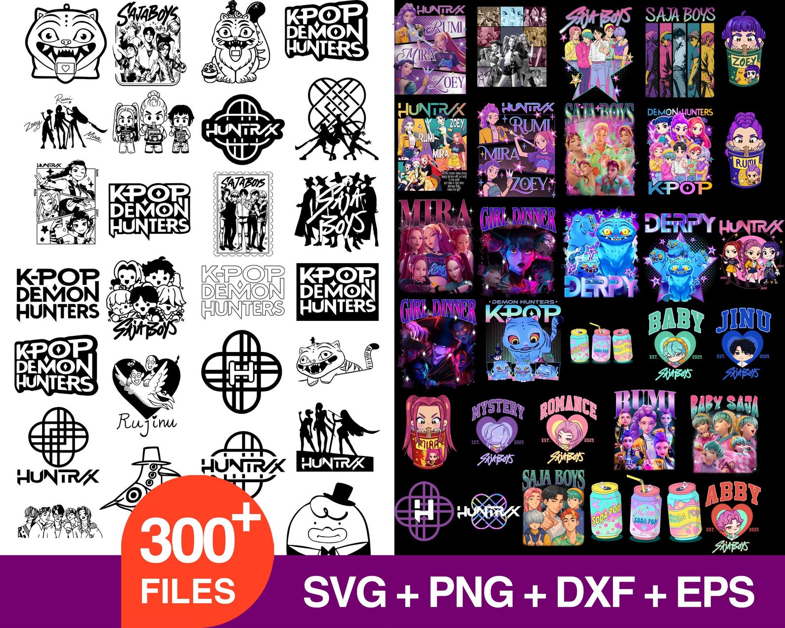 300+ Files Kpop Demonn Hunters Svg Png Bundle, Derpy Tiger Bird Demon ...