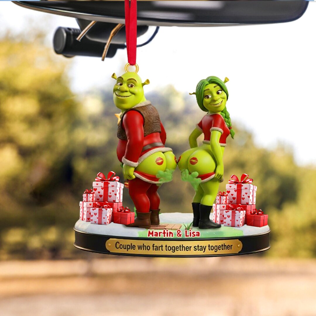 Funny Shrek and Fiona Couple Car Ornament, Shrek Couple Disney ...