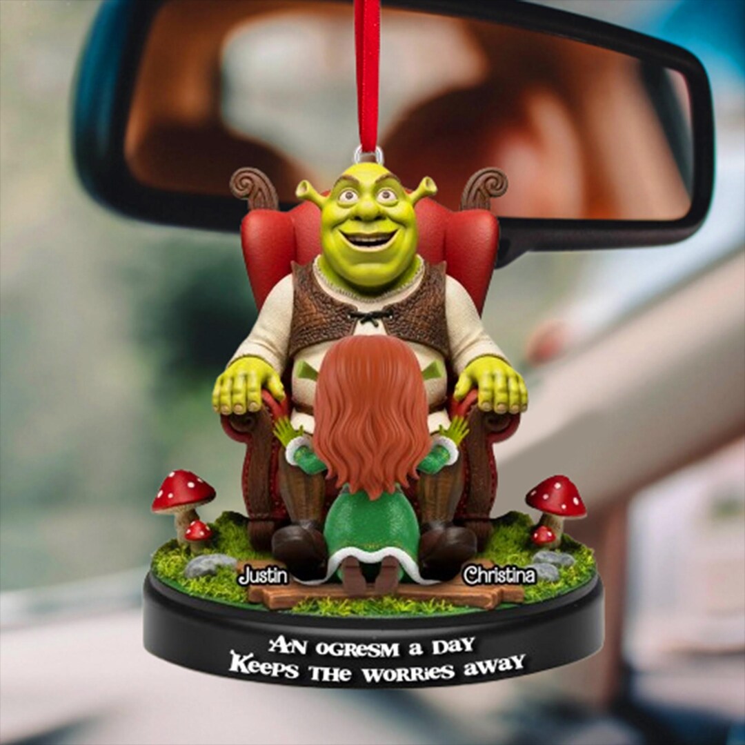 Funny Shrek and Fiona Couple Car Ornament, Shrek Couple Disney ...
