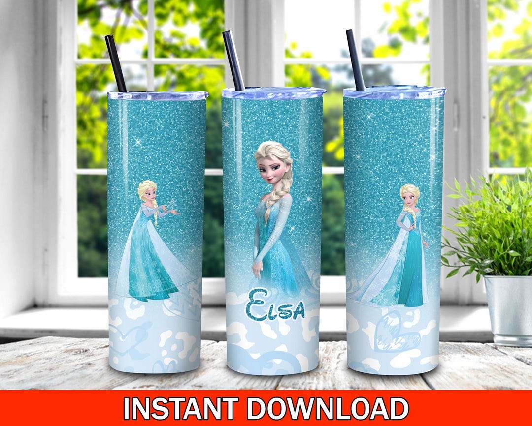 Elsa Frozen Bling Skinny Tumbler PNG, Dlsney Princess Tumbler, Elsa ...