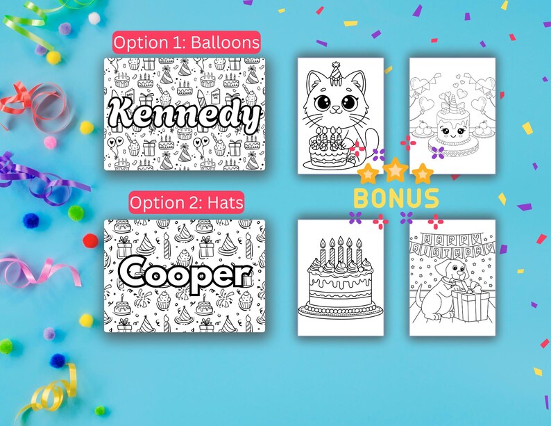 Custom Name Birthday Coloring Page Classroom Party Favor Printable - Etsy