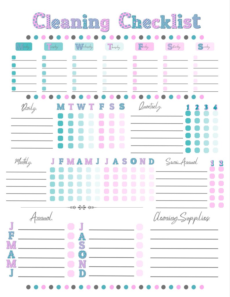 Editable Daily Cleaning Checklist Bundle Weekly Template Printable - Etsy