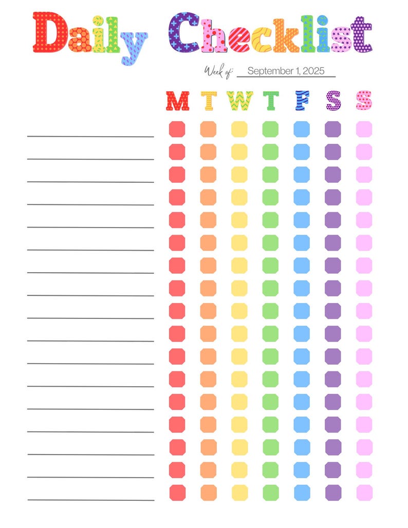 Editable Checklist Daily To-do List Task Daily Habit Chart Tracker ...