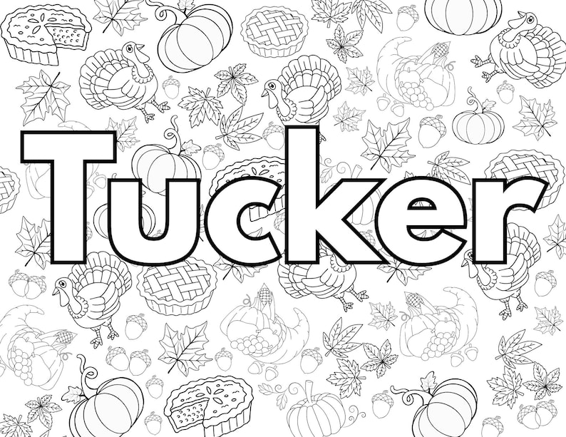 Personalized Name Coloring Pages: Fall Holiday Activity (digital ...