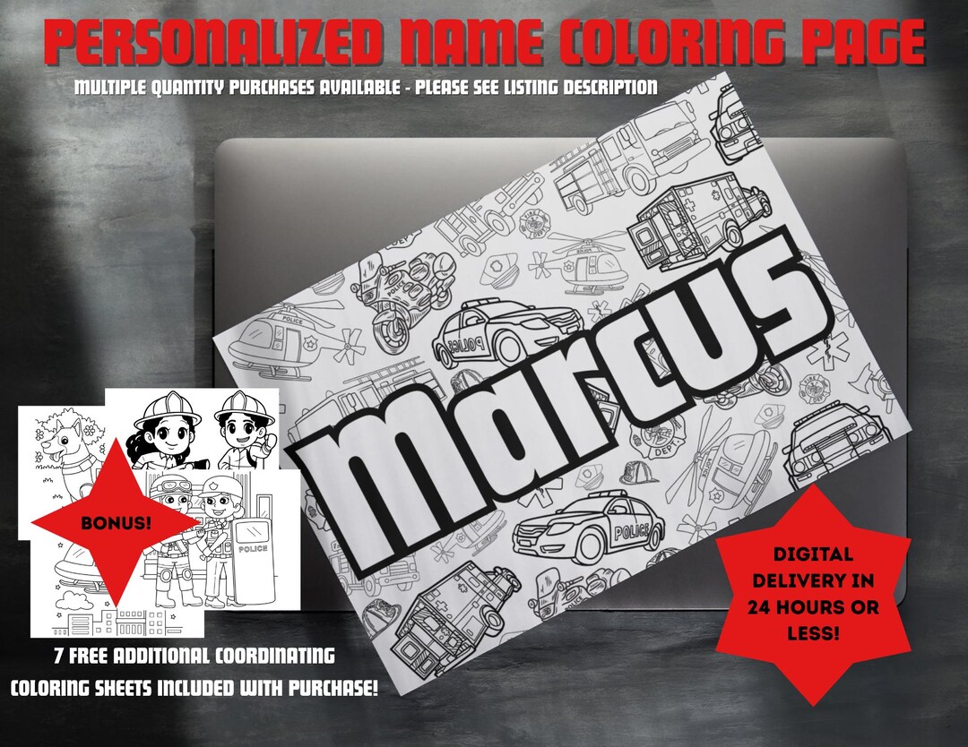Custom Name First Responder Coloring Pages - Police, Fireman, EMT ...