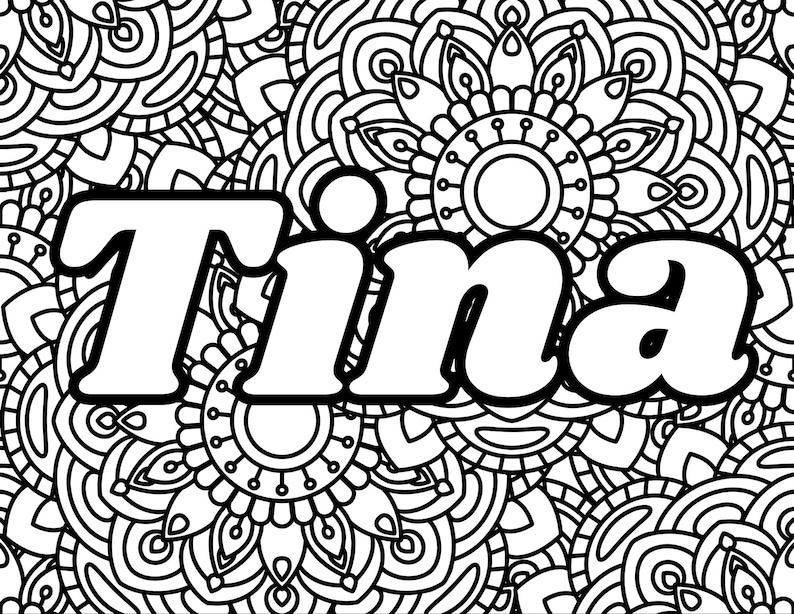 Custom Name Mandala Coloring Pages Printable Kids Activity - Etsy