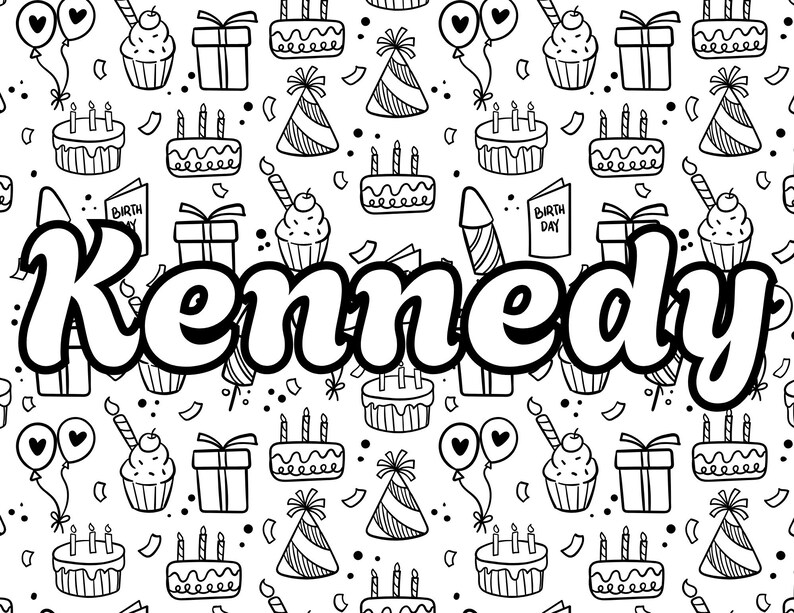 Custom Name Birthday Coloring Page Classroom Party Favor Printable - Etsy
