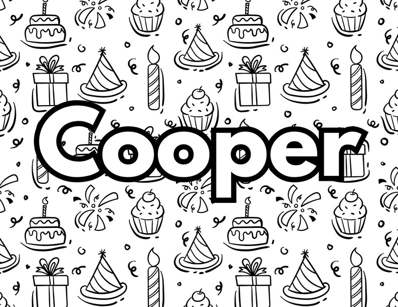 Custom Name Birthday Coloring Page Classroom Party Favor Printable - Etsy
