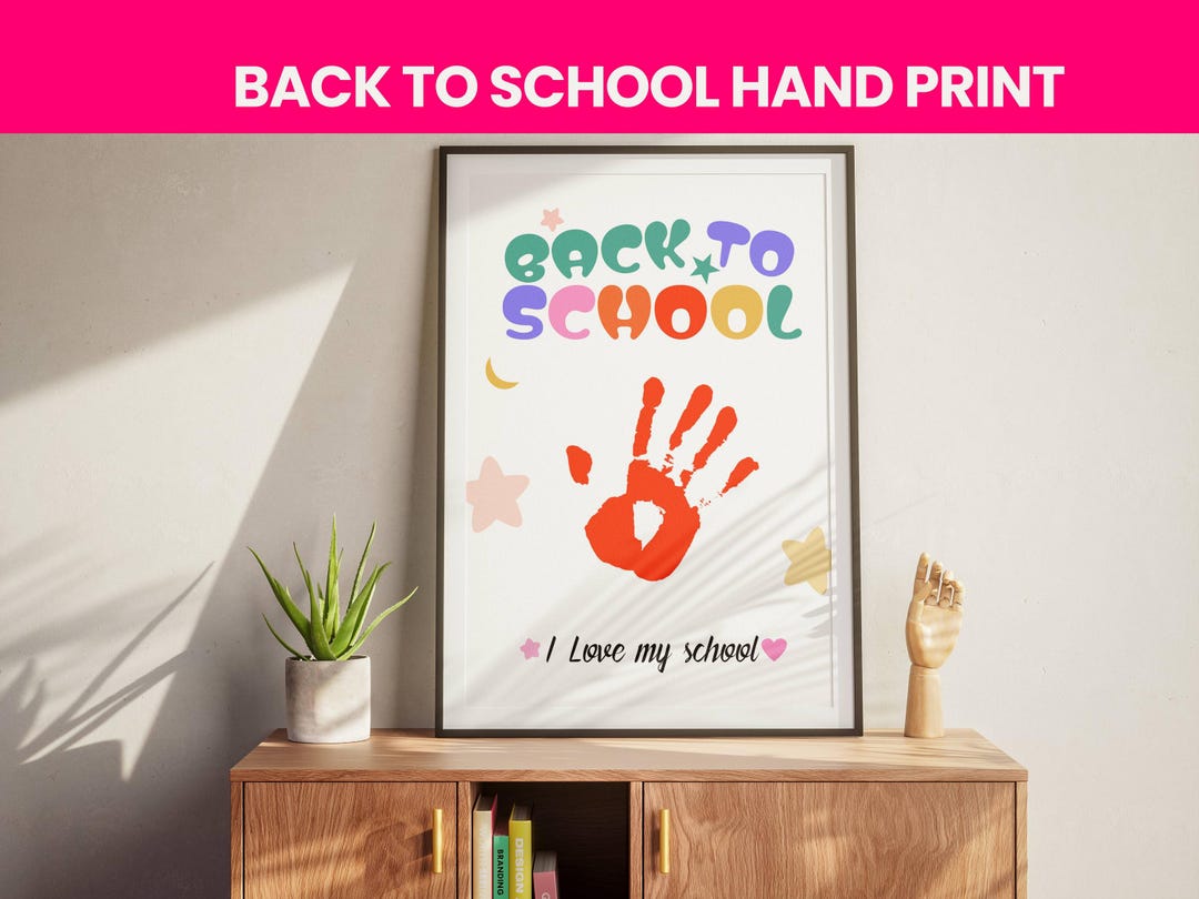 Back to School Handprint Craft, First Day of School Printable Keepsake ...
