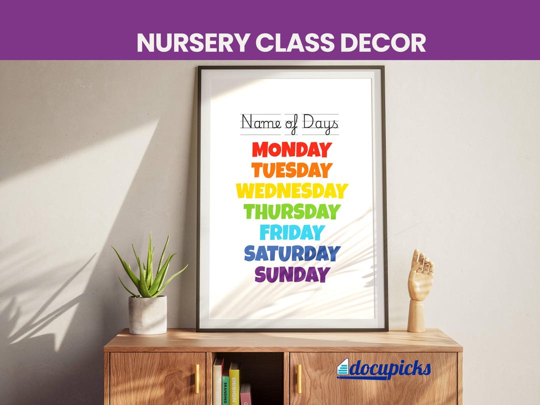 Rainbow Days of Week Poster for Kids Preschool Learning Wall Art ...