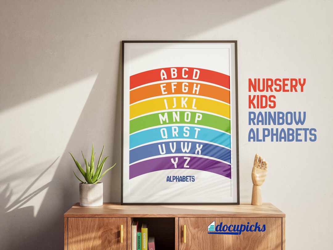 ABC Rainbow Alphabet Poster, Bold Capital Letters, Preschool and ...