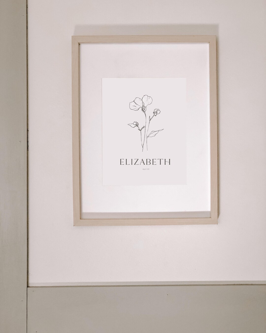 Birth Month Flower Wall Art, April Birth Flower Print, Personalized ...