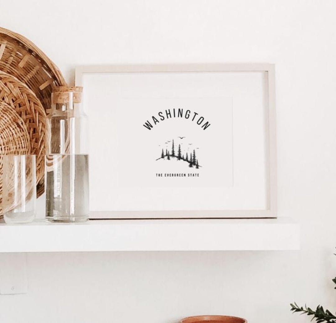 Washington State Art, Wa State Wall Art, Washington Print Gift ...