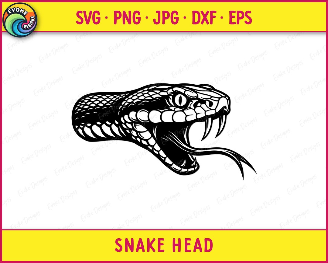 Snake Head SVG: Forked Tongue Snake Silhouette PNG, Fierce Snake With ...