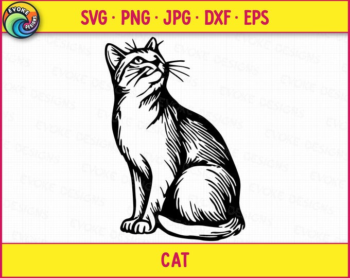 Cat SVG Cute Grey Cat Cut File Kawaii Cat Cutting File Kitty Vector ...