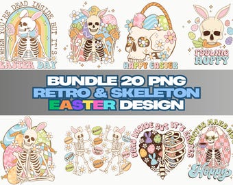 Bundle 20 Retro and Happy Easter PNG Bundle, Typo Easter Png,1st First Easter Printable, T-shirt ...