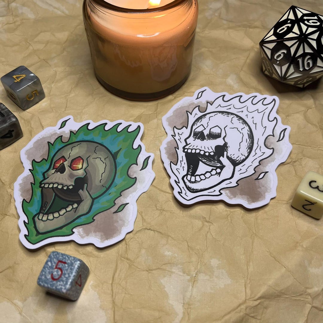 Flameskull Dnd Matte Vinyl Sticker - Etsy