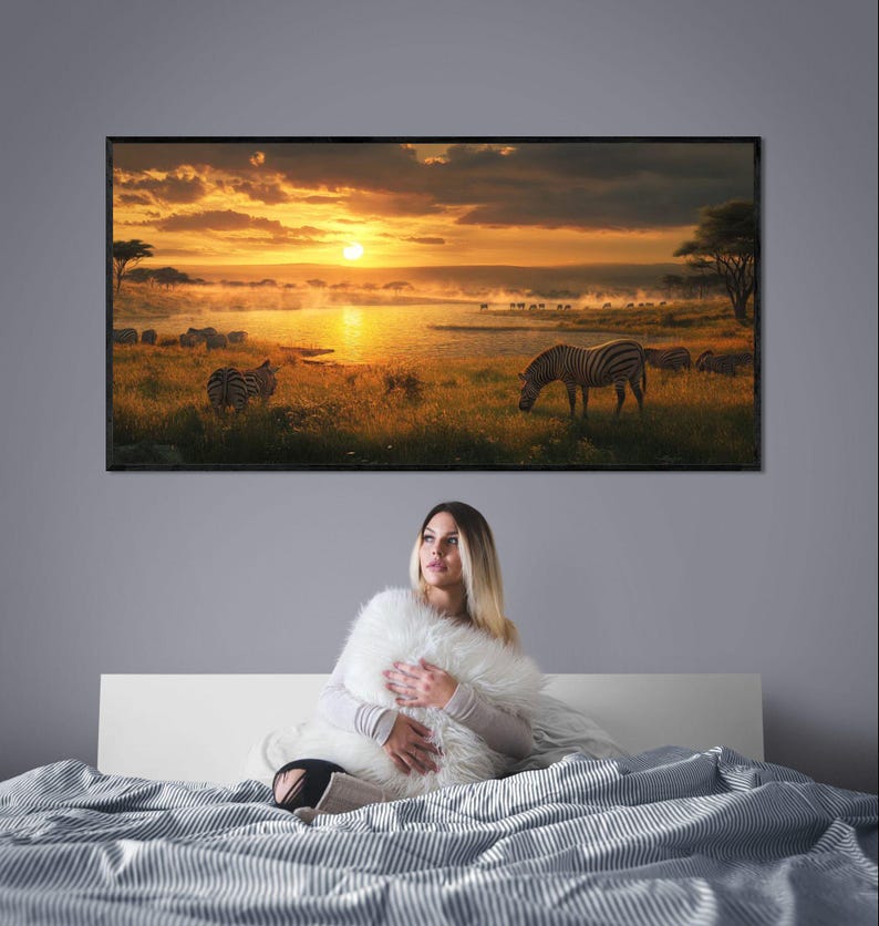 Zebra Sunset Canvas Print: African Serengeti Landscape Wall Art - Etsy