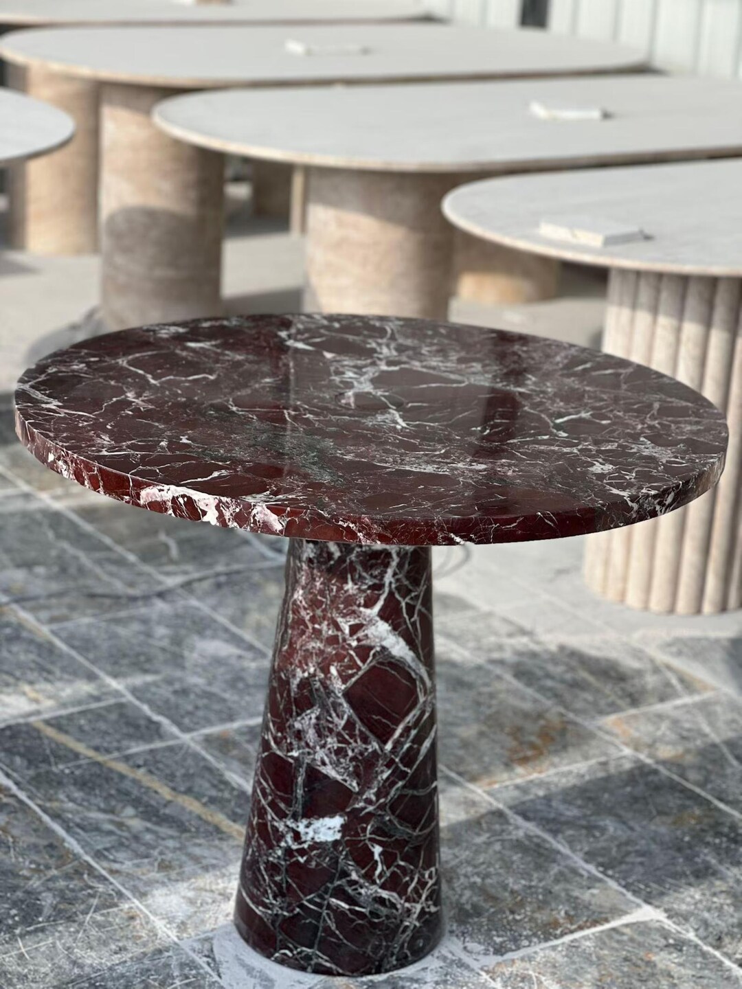 Rosso Levanto Marble Dining Round Table - Round Marble Table - Red ...