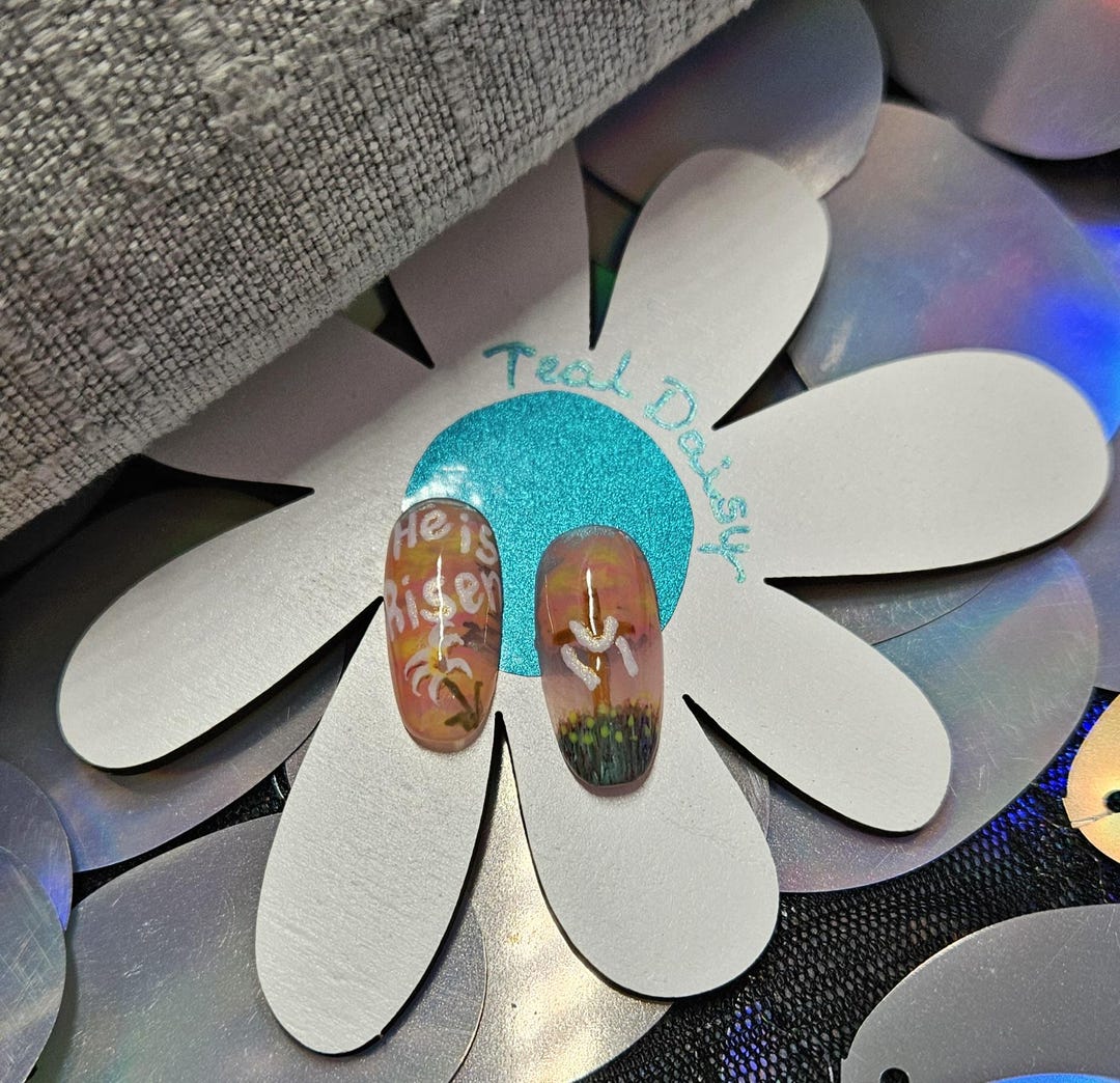 Easter,he is Risen,cross,2 Accent Nails,press on Nails, Reusable, Hand ...