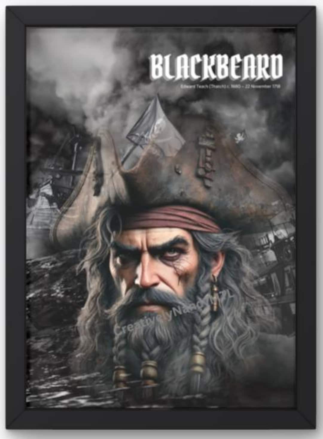 Edward Teach "blackbeard" Pirate Wall Art – Digital Download (PDF & JPG ...