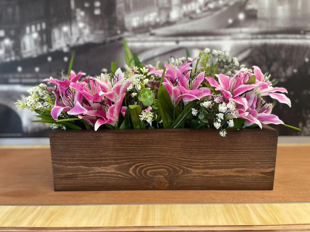 Rustic Planter Box Centerpiece Dining Table, Fireplace Decor, Wedding ...