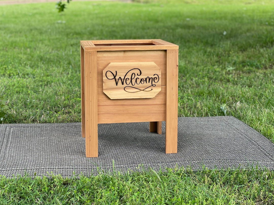Cedar Planter Box, Welcome Front Door Decor, Housewarming Gift, Garden ...