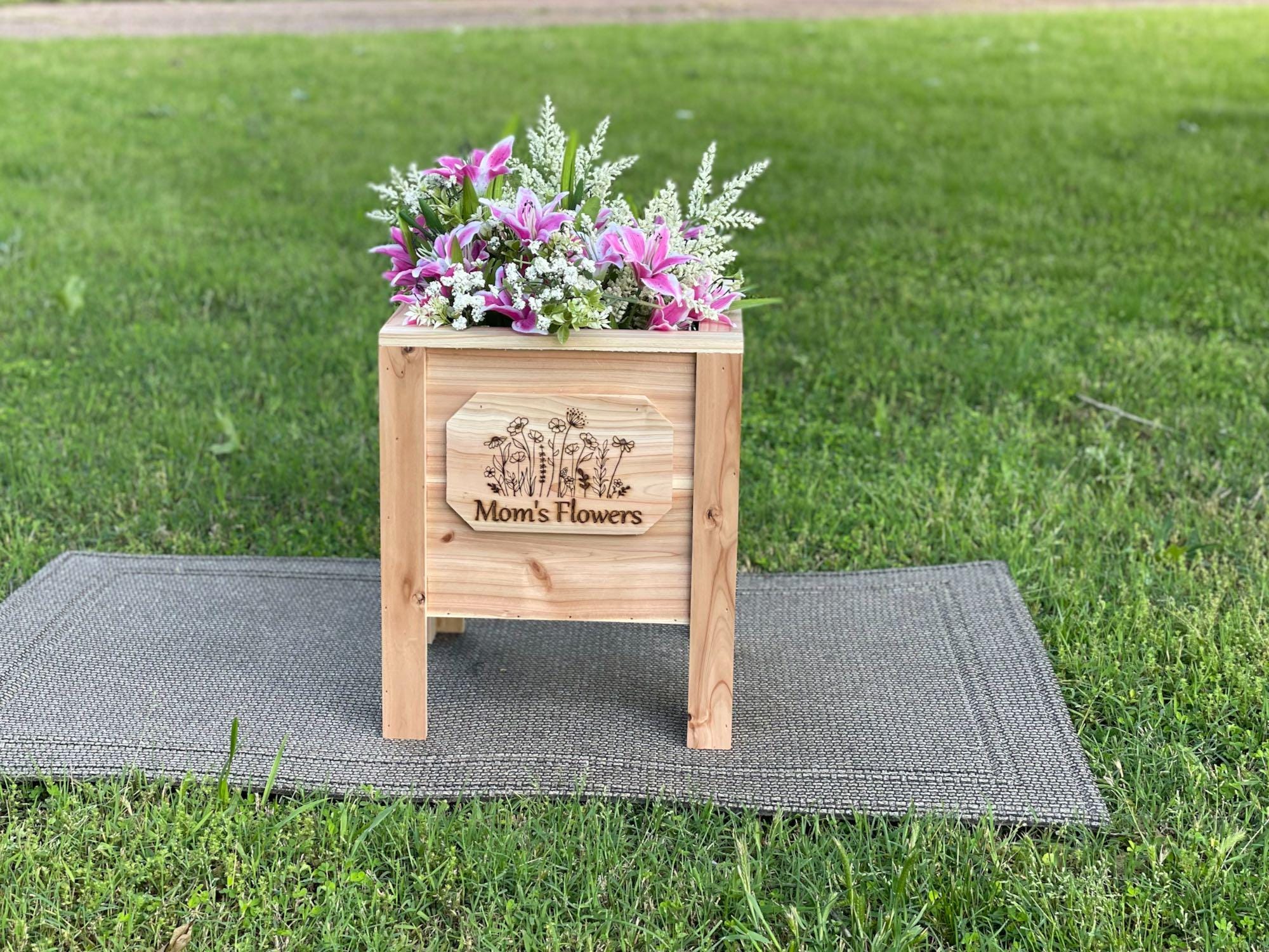 Laser Engraved Cedar Planter Box: Welcome Front Door Decor - Etsy