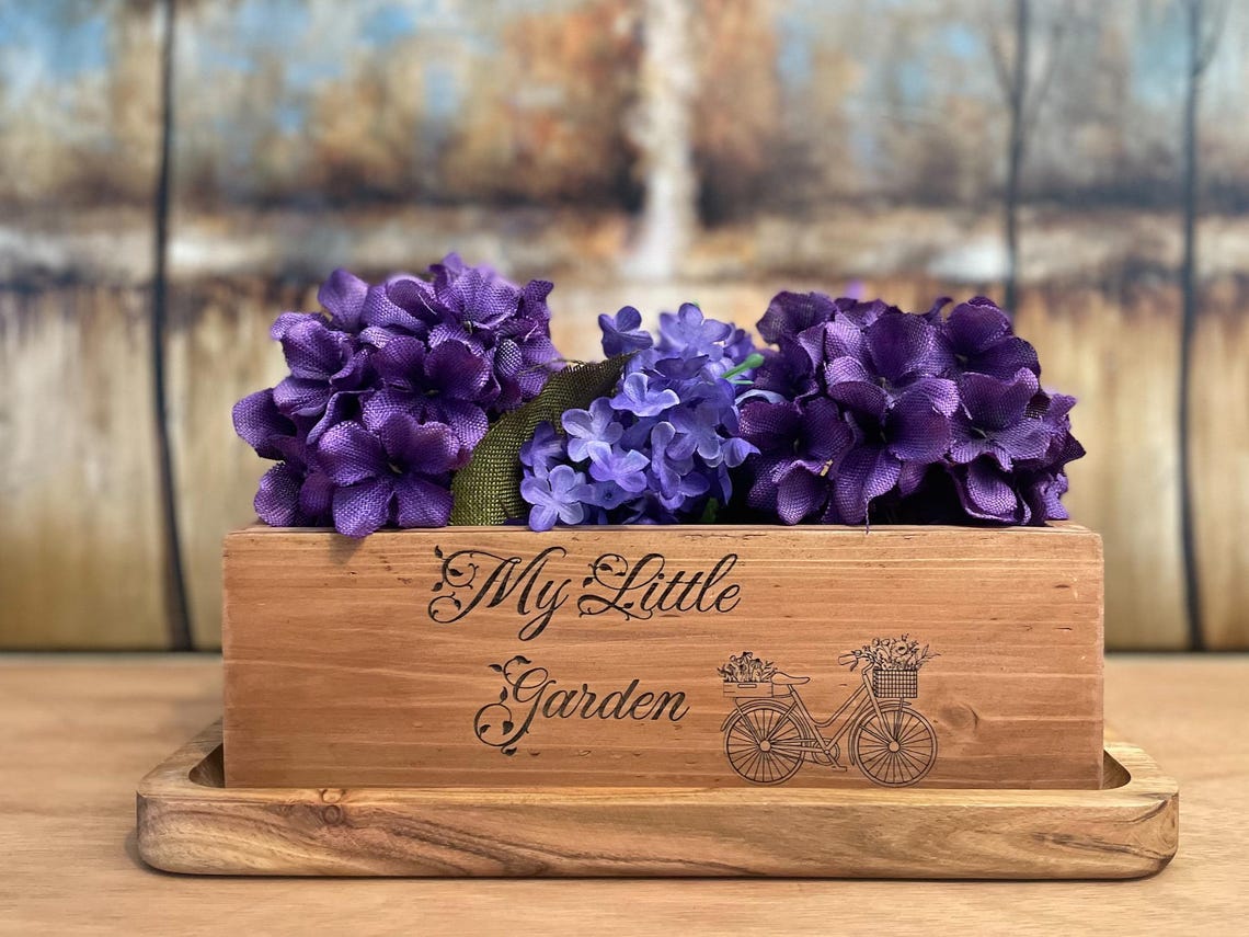 Cedar Planter Box Customize Engraving. Rustic Wooden Storage Box ...