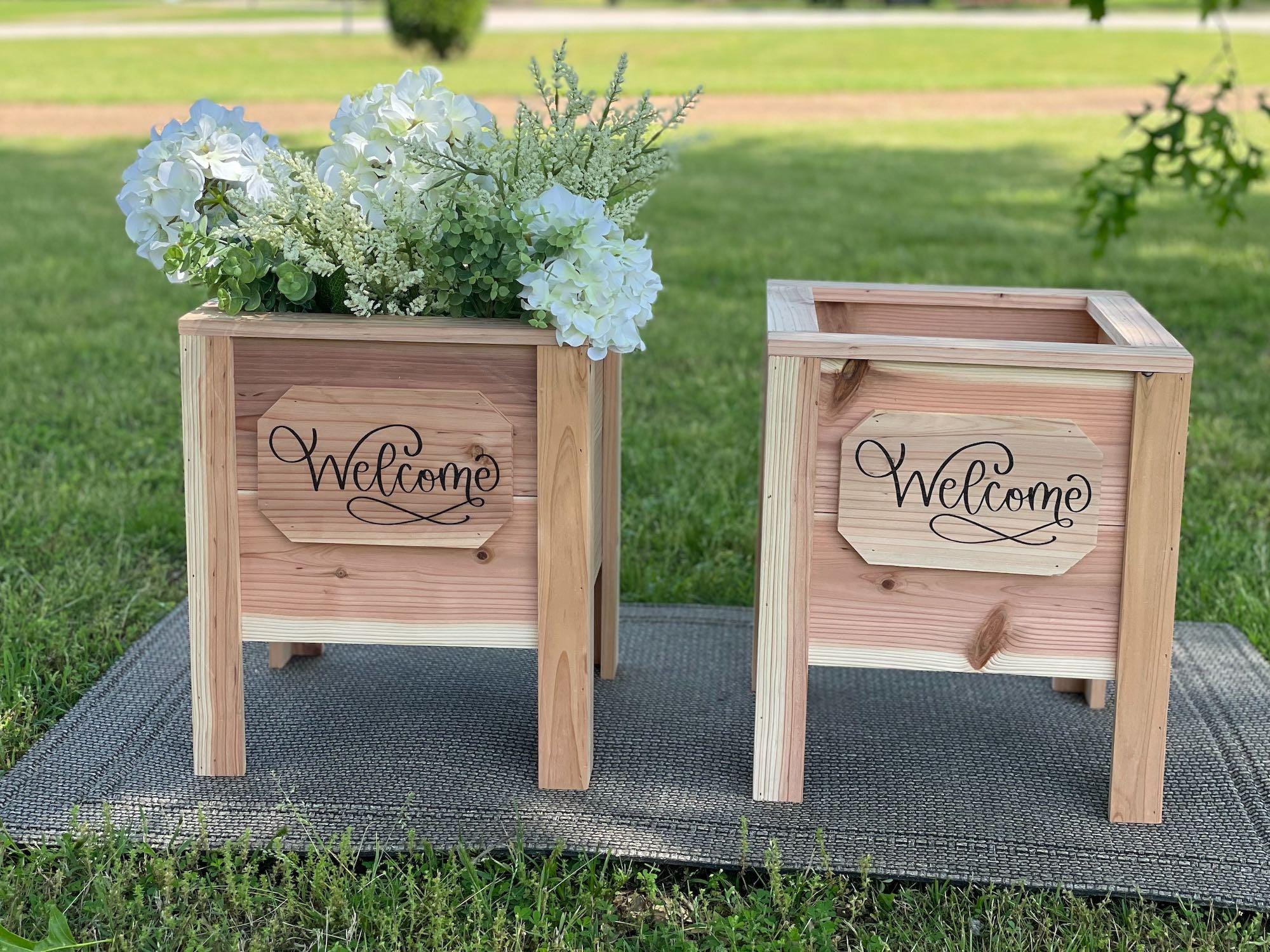 Cedar Planter Box, Welcome Front Door Decor, Housewarming Gift, Garden ...