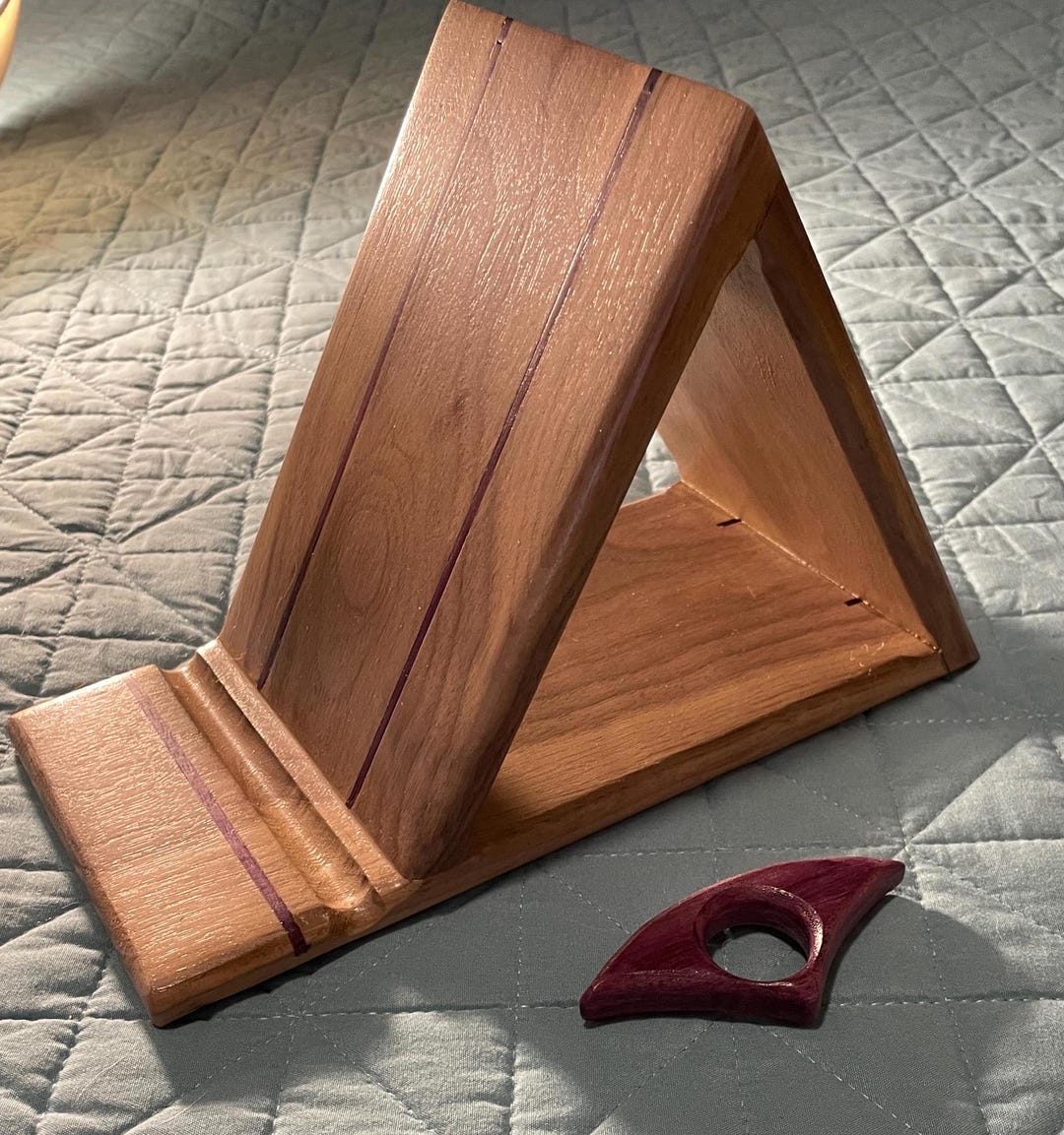 Wood Book Stand | Bedside Table Book Stand | Handcrafted Book Holder ...