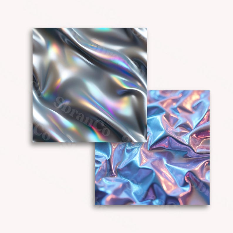 Holographic Texture Digital Paper | 16 Iridescent Foil Background ...