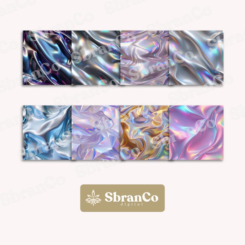 Holographic Texture Digital Paper | 16 Iridescent Foil Background ...