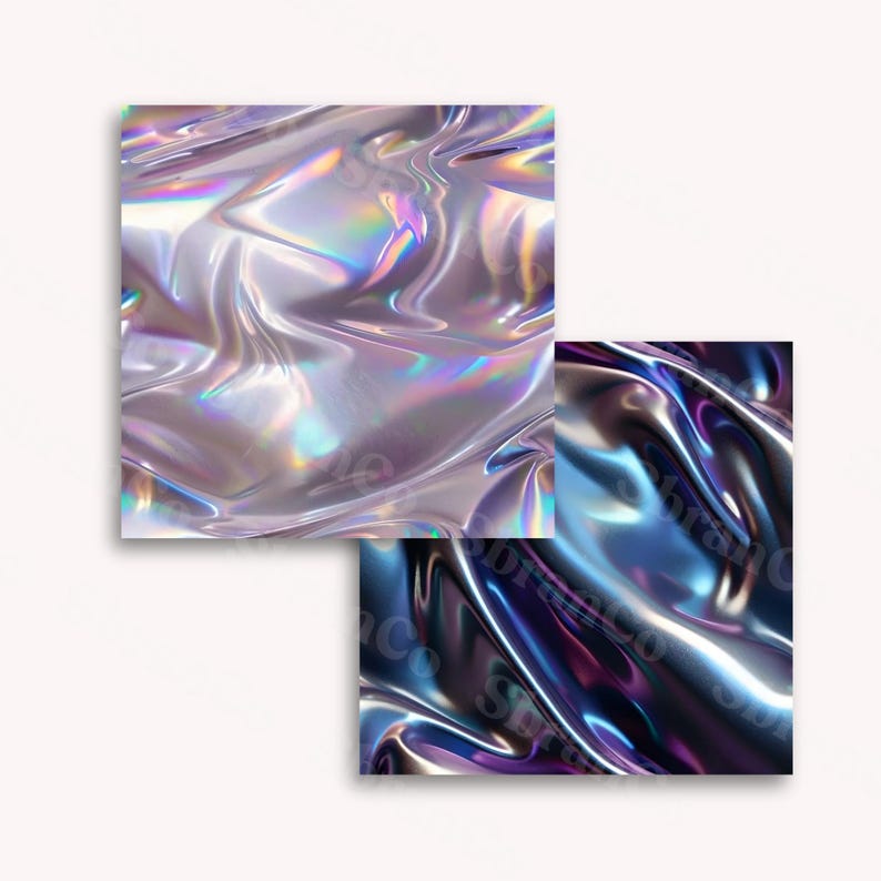 Holographic Texture Digital Paper | 16 Iridescent Foil Background ...